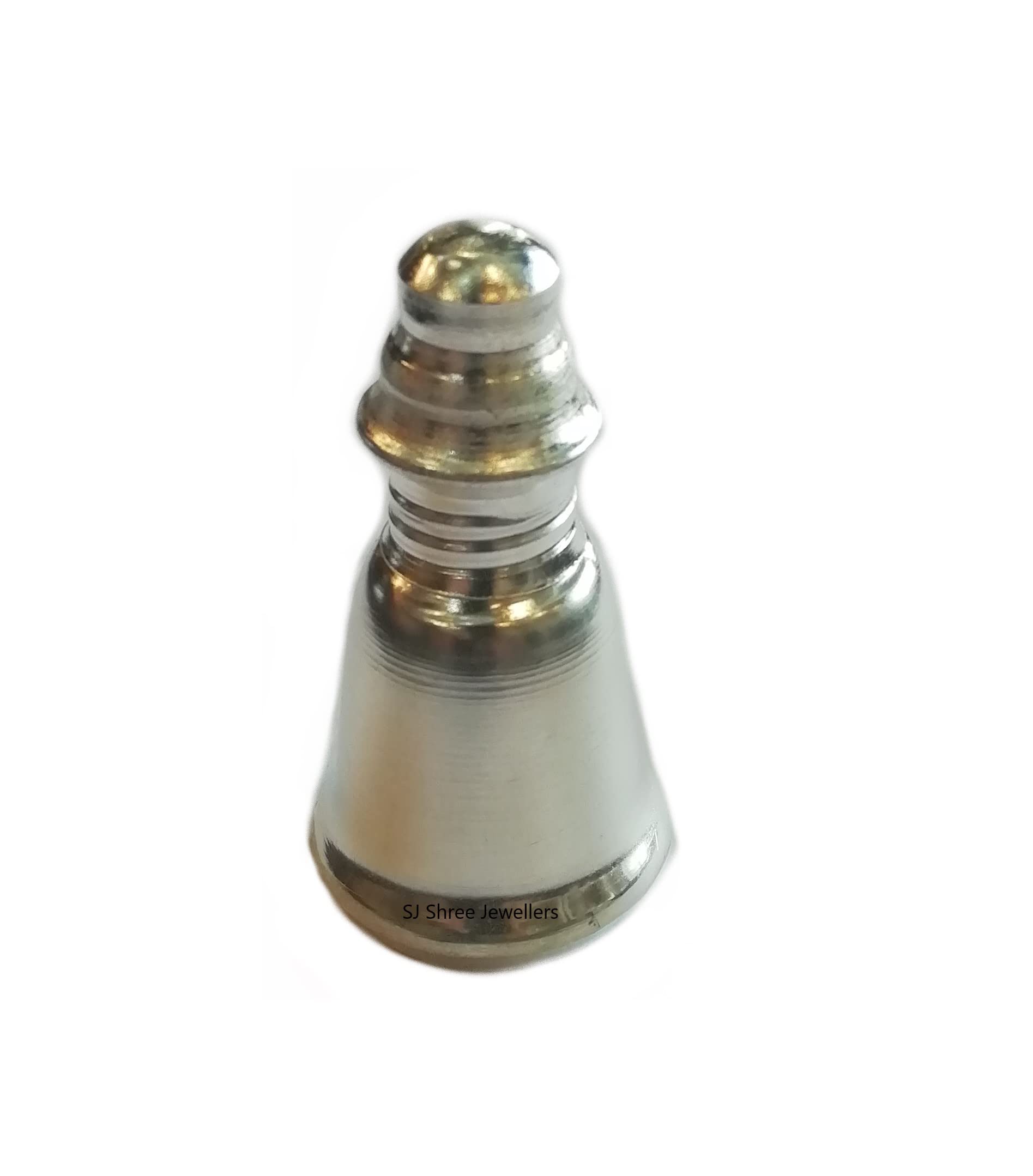 shree jewellers SJ Silver Plated Sindoor Bottle with Stick, Pooja Items for Home, KumKum Round Box Spiritual Gift Item ~ Size 5 x 2.5 cm