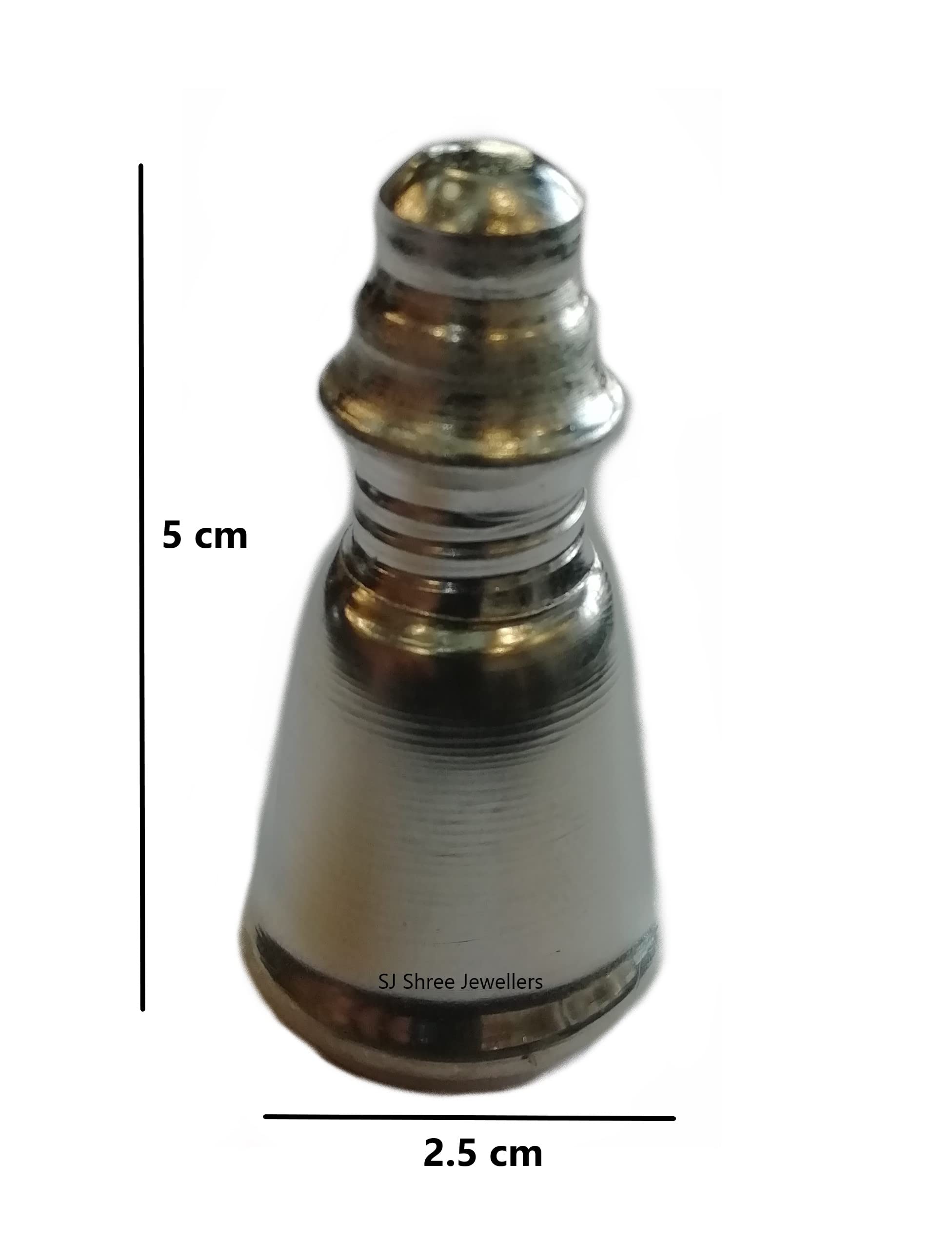 shree jewellers SJ Silver Plated Sindoor Bottle with Stick, Pooja Items for Home, KumKum Round Box Spiritual Gift Item ~ Size 5 x 2.5 cm