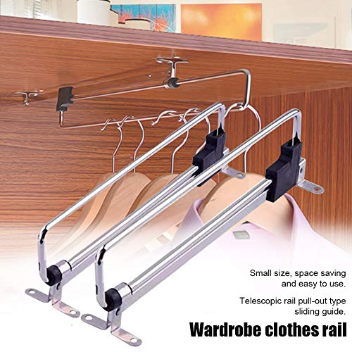 QOTSTEOS Heavy Duty Retractable Wardrobe Closet Pull Out Rod, Hanger Trousers Pull Out Hanger Rail Telescopic, Closet Rod for Wardrobe Houseware Clothing Organizer Holder(size:30cm)