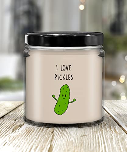 I Love Pickles Candle - Soy Wax Candle - Hand Poured Candle - 9 oz Vanilla-Scented Candle - Candle Jar