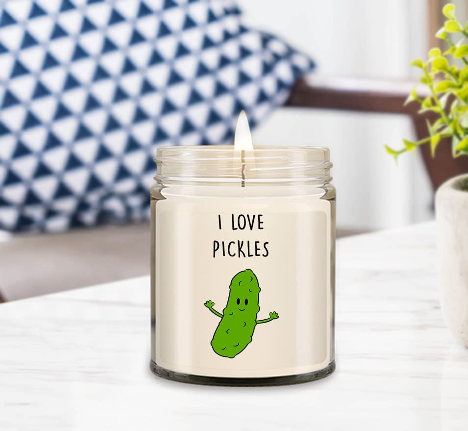 I Love Pickles Candle - Soy Wax Candle - Hand Poured Candle - 9 oz Vanilla-Scented Candle - Candle Jar