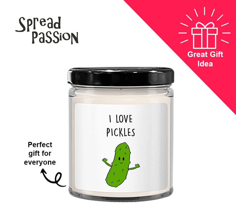 I Love Pickles Candle - Soy Wax Candle - Hand Poured Candle - 9 oz Vanilla-Scented Candle - Candle Jar