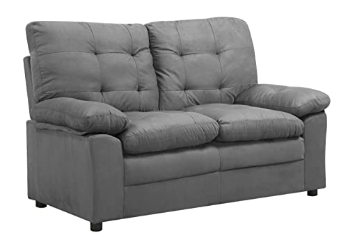 Urban Home Furniture Urban Home Loveseat Padded Arms, Grey Microfiber Love Seats