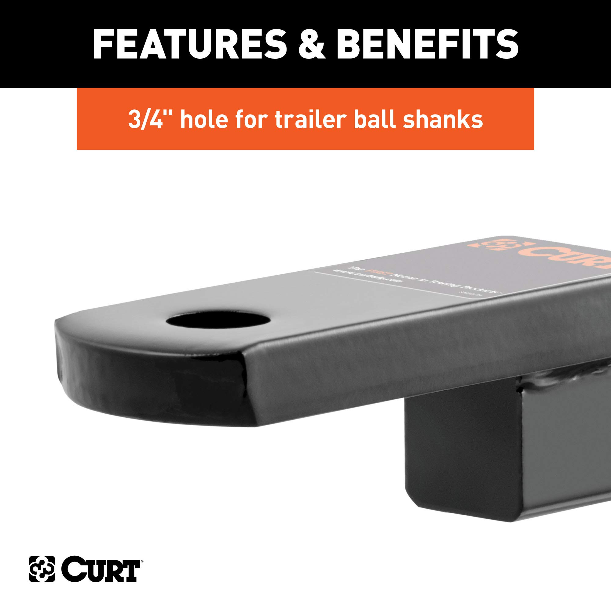CURT 45518 Class 2 Trailer Hitch Ball Mount, Fits 1-1/4-Inch Receiver, 3,500 lbs, 3/4-Inch Hole, 1-1/4-In Drop, 3/4" Rise