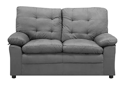 Urban Home Furniture Urban Home Loveseat Padded Arms, Grey Microfiber Love Seats