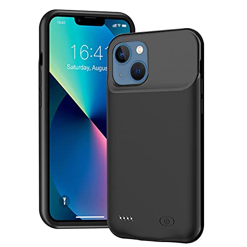 Battery Case for iPhone 13,7000mAh Ultra-Slim Portable Charger Case Rechargeable Battery Pack Charging Case Compatible with iPhone 13 (6.1 Inch)-Black