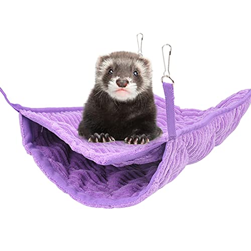 G YITENG Small Animal Bunk Bed Ferret Hammock Pet Rat Cage Hammock Sleep Bed Play Platform Tunnel Hamster Cage Accessories Hanging Hideout Tunnel Tube Toy (Purple)
