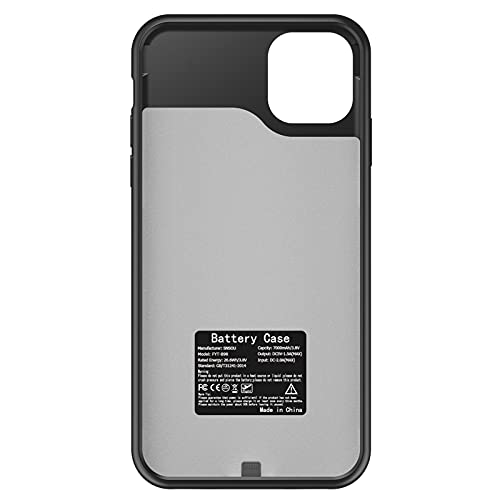 Battery Case for iPhone 13,7000mAh Ultra-Slim Portable Charger Case Rechargeable Battery Pack Charging Case Compatible with iPhone 13 (6.1 Inch)-Black