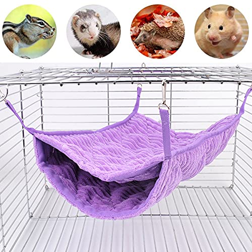 G YITENG Small Animal Bunk Bed Ferret Hammock Pet Rat Cage Hammock Sleep Bed Play Platform Tunnel Hamster Cage Accessories Hanging Hideout Tunnel Tube Toy (Purple)