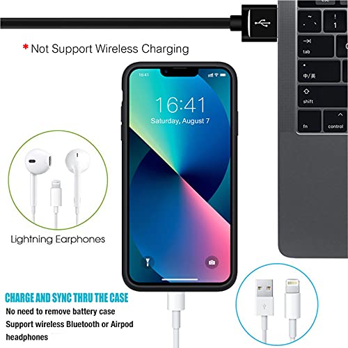 Battery Case for iPhone 13,7000mAh Ultra-Slim Portable Charger Case Rechargeable Battery Pack Charging Case Compatible with iPhone 13 (6.1 Inch)-Black