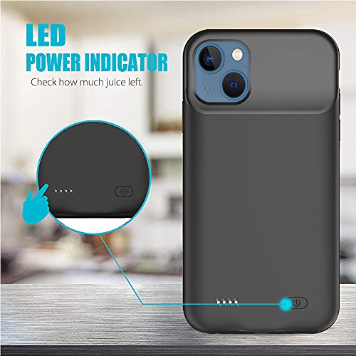 Battery Case for iPhone 13,7000mAh Ultra-Slim Portable Charger Case Rechargeable Battery Pack Charging Case Compatible with iPhone 13 (6.1 Inch)-Black