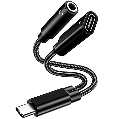 USB Type C to 3.5mm Headphone Jack Audio Adapter and Charger,2 in 1 USB C to Aux Audio Adapter with 60w PD3.0 Fast Charger,Compatible with Samsung Galaxy A53 A33 S23 S22 S21,Google Pixel 7