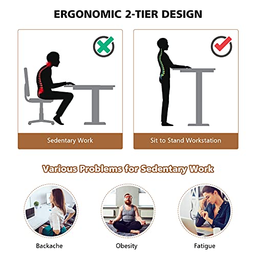 Tangkula Mobile Standing Desk Stand Up Desk, Height Adjustable Computer Desk with Standing & Seating 2 Modes, Tilting Tabletop & Flexible Wheels, Rolling Laptop Cart Sit Stand Desk