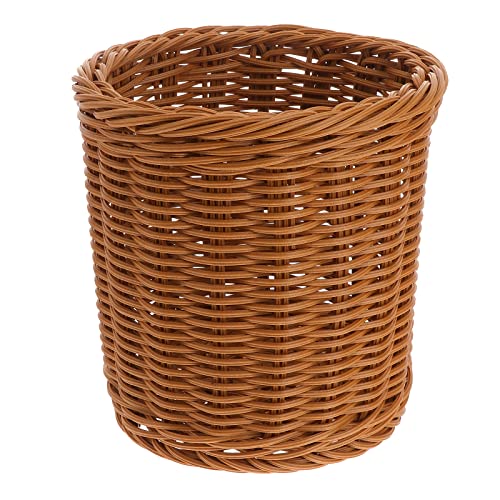 jojofuny Decorative Wicker Waste Basket with Lid Paper Wastebasket Haven Woven Basket Trash Can Garbage Container Bin for Bathroom Kitchen
