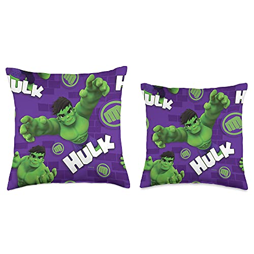 Marvel Spidey and His Amazing Friends Hulk Print Throw Pillow, 16x16, Multicolor