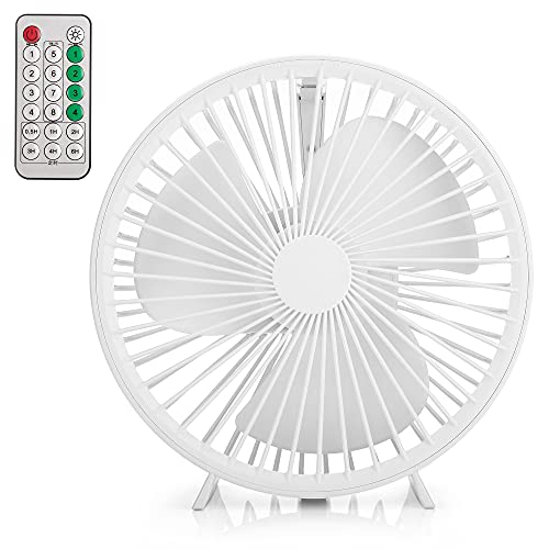 Mywill 8-Inch Portable Fan with Remote Control Timer Power Bank and Night Light, 30 Working Hours USB Rechargeable Fan, 12 Speeds with Multi Natural Wind, for Home Baby Office Outdoor Camp Golf Yoga Travel Use, Power Failure Emergency Use (White)