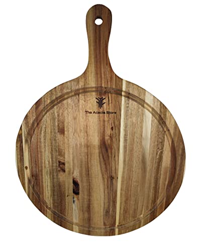 Acacia Wood Round Serving Board, Made In Vietnam 14 x 18.5 x 0.6 Inch