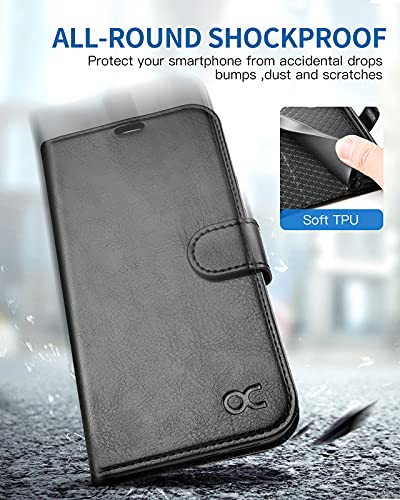 OCASE Compatible with iPhone 13 Pro Max Wallet Case, PU Leather Flip Folio Case with Card Holders RFID Blocking Stand [Shockproof TPU Inner Shell] Phone Cover 6.7 Inch 2021 (Black)