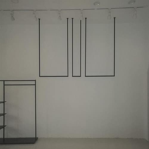 Wall-Mounted Heavy-Duty Clothes Rails, Metal Clothing Display Racks, Suspended Commercial Ceiling Hangers, Ceiling-Mounted Hangers/Black / 100cm×100cm