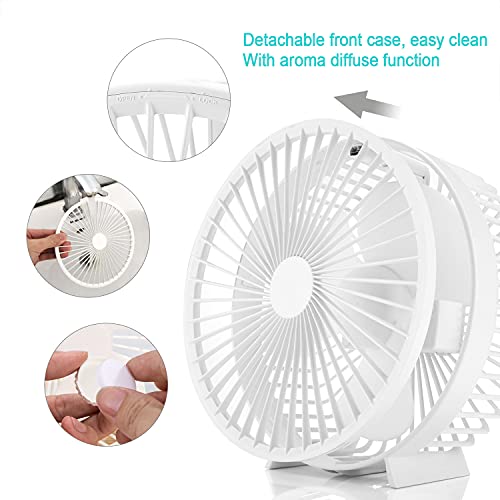 Mywill 8-Inch Portable Fan with Remote Control Timer Power Bank and Night Light, 30 Working Hours USB Rechargeable Fan, 12 Speeds with Multi Natural Wind, for Home Baby Office Outdoor Camp Golf Yoga Travel Use, Power Failure Emergency Use (White)