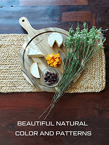 Acacia Wood Round Serving Board, Made In Vietnam 14 x 18.5 x 0.6 Inch
