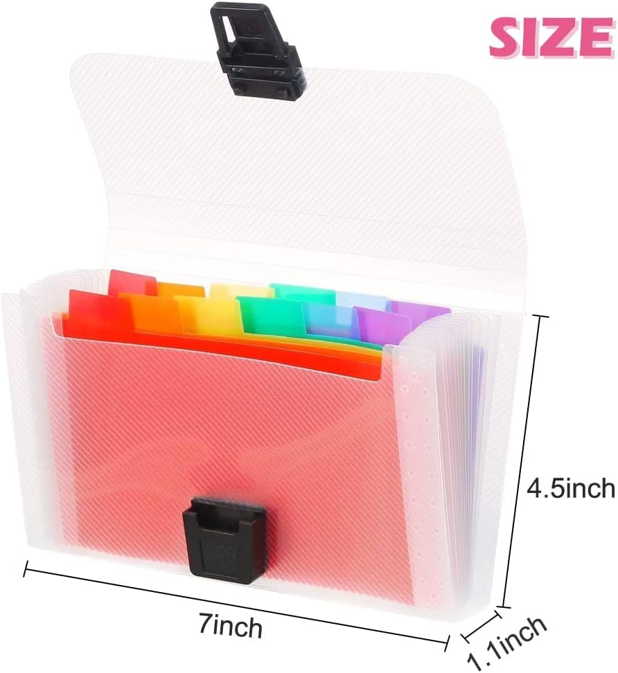 3 Pack Accordion File Organizer with 13 Pocket, Expandable Portable Folder, A6 Plastic Wallet for Cards, Coupons, Receipt, Tax Item, Vouchers, Busines