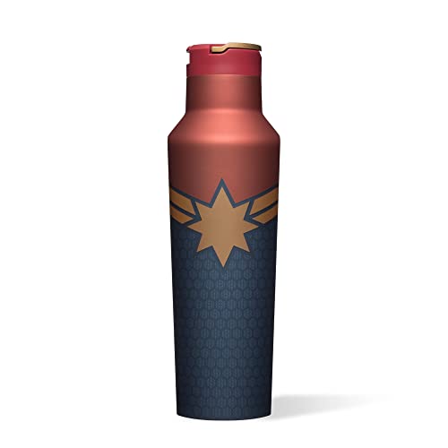 Corkcicle Sport Canteen - Water Bottle & Thermos - Triple Insulated Shatterproof Stainless Steel, 20 oz, Marvel - Captain Marvel