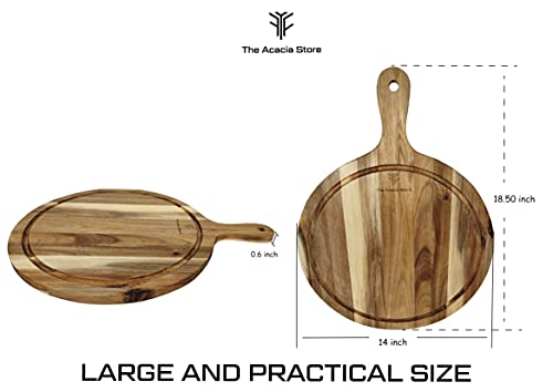 Acacia Wood Round Serving Board, Made In Vietnam 14 x 18.5 x 0.6 Inch