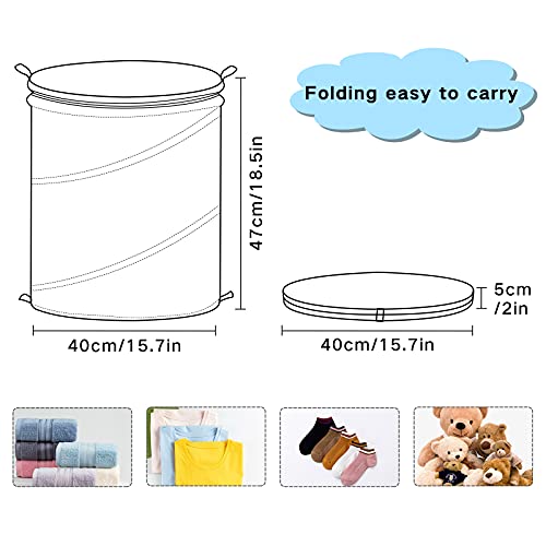 Music Pop Up Laundry Hamper With Lid Foldable Laundry Basket With Handles Collapsible Storage Basket Clothes Organizer for Travel Kids Room