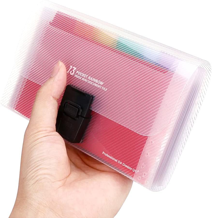 3 Pack Accordion File Organizer with 13 Pocket, Expandable Portable Folder, A6 Plastic Wallet for Cards, Coupons, Receipt, Tax Item, Vouchers, Busines