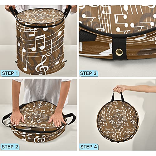 Music Pop Up Laundry Hamper With Lid Foldable Laundry Basket With Handles Collapsible Storage Basket Clothes Organizer for Travel Kids Room