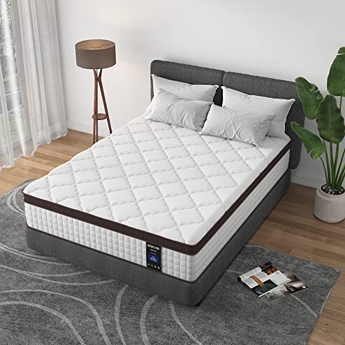 Kescas 10 Inch Memory Foam Hybrid Twin Mattress - Heavier Coils for Durable Support - Pocket Innersprings for Motion Isolation - Pressure Relieving - Medium Firm - Made in North America