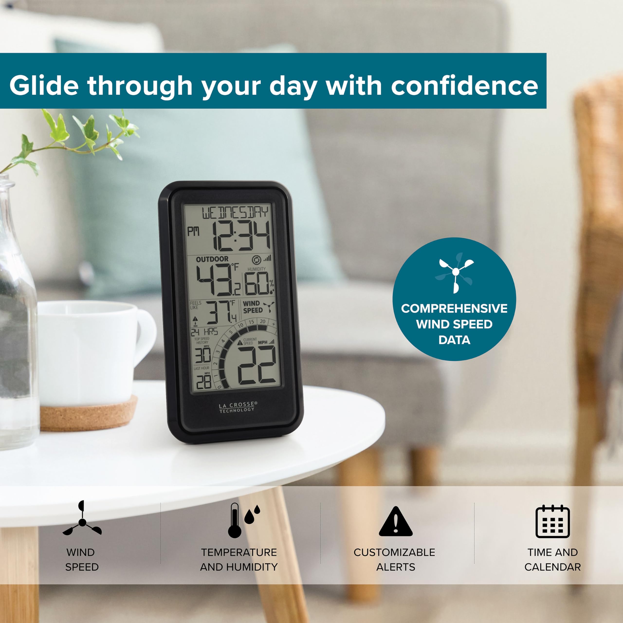 La Crosse Technology 327-1418BW Monochromatic Digital Wind Speed Station
