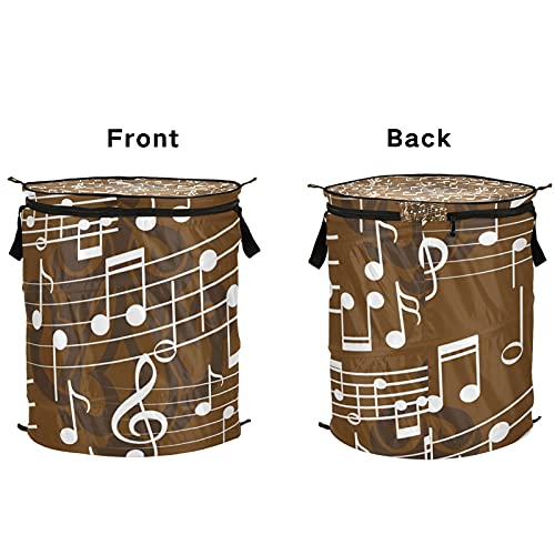 Music Pop Up Laundry Hamper With Lid Foldable Laundry Basket With Handles Collapsible Storage Basket Clothes Organizer for Travel Kids Room