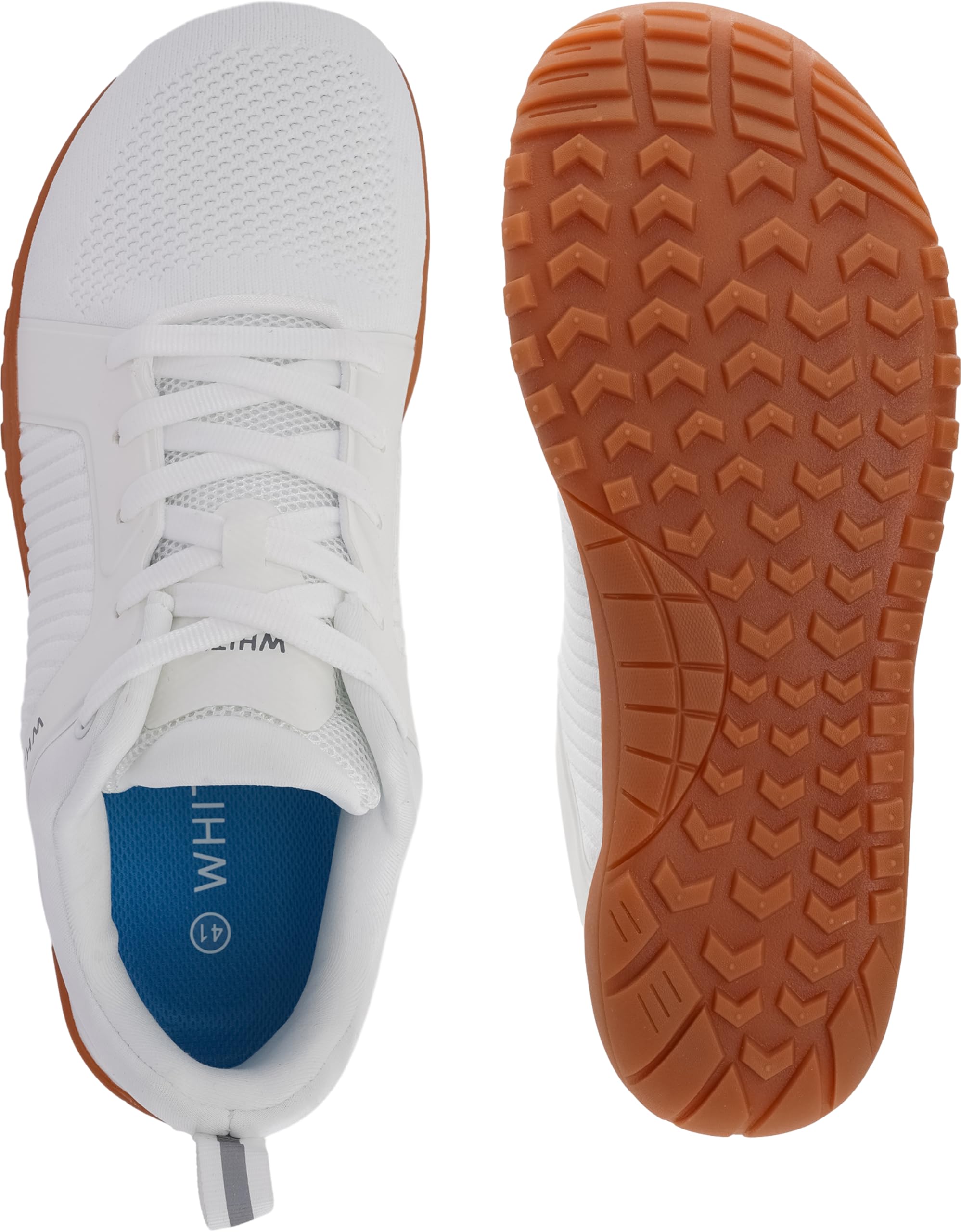 WHITIN Men's Extra Wide Width Barefoot Minimalist Shoes Zero Drop Trail Running Hiking Sneaker Cross Training Walking Gym Workout Lifting White Gum 44