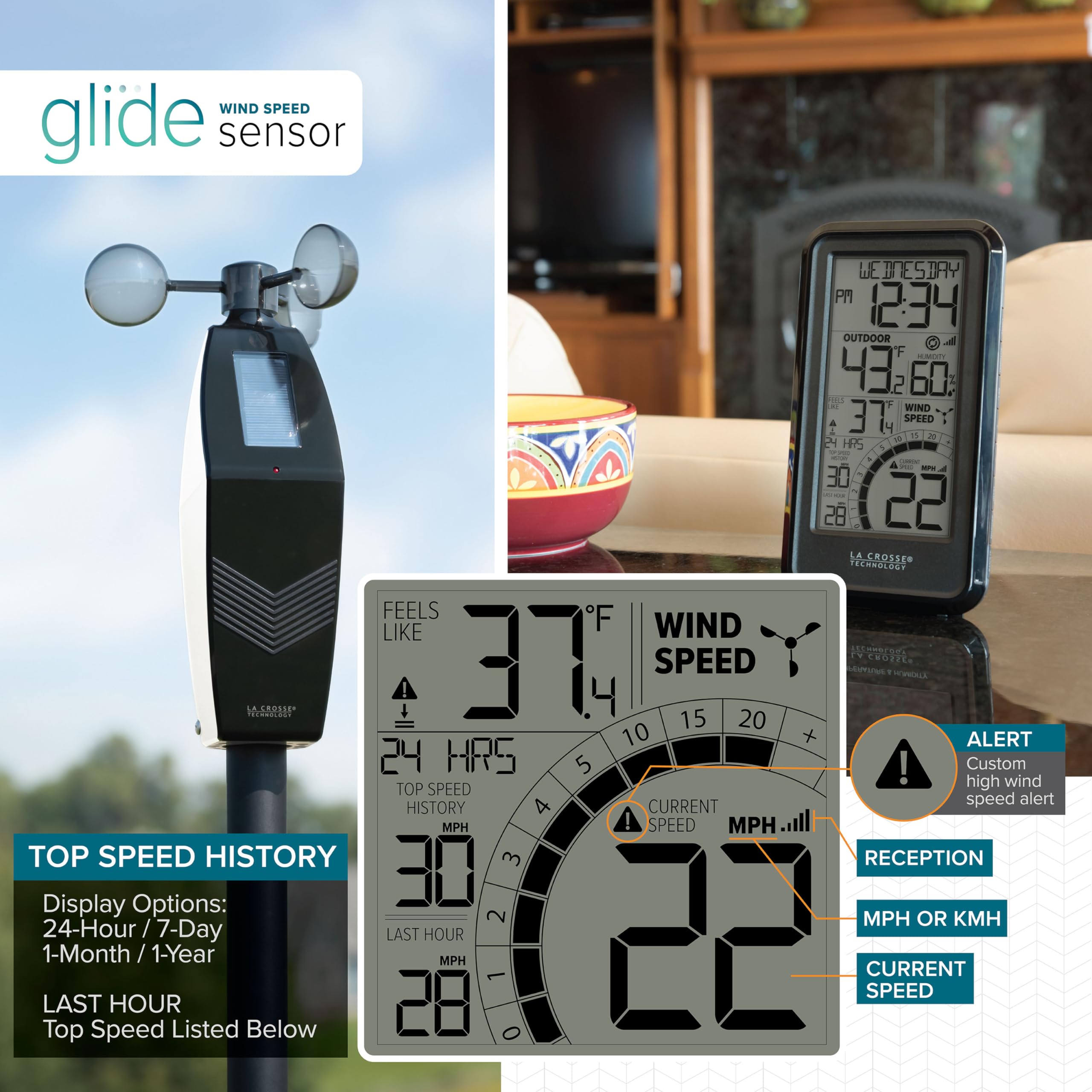 La Crosse Technology 327-1418BW Monochromatic Digital Wind Speed Station