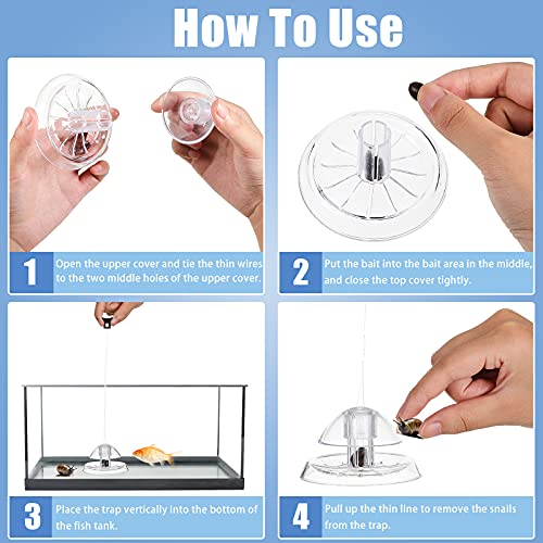 Honeydak 4 Pieces Snail Trap Plastic Aquarium Snail Trap for Fish Tank Clear Snail Catcher Fish Plants Leech Planarian Catch Box for Aquarium Fish Tank