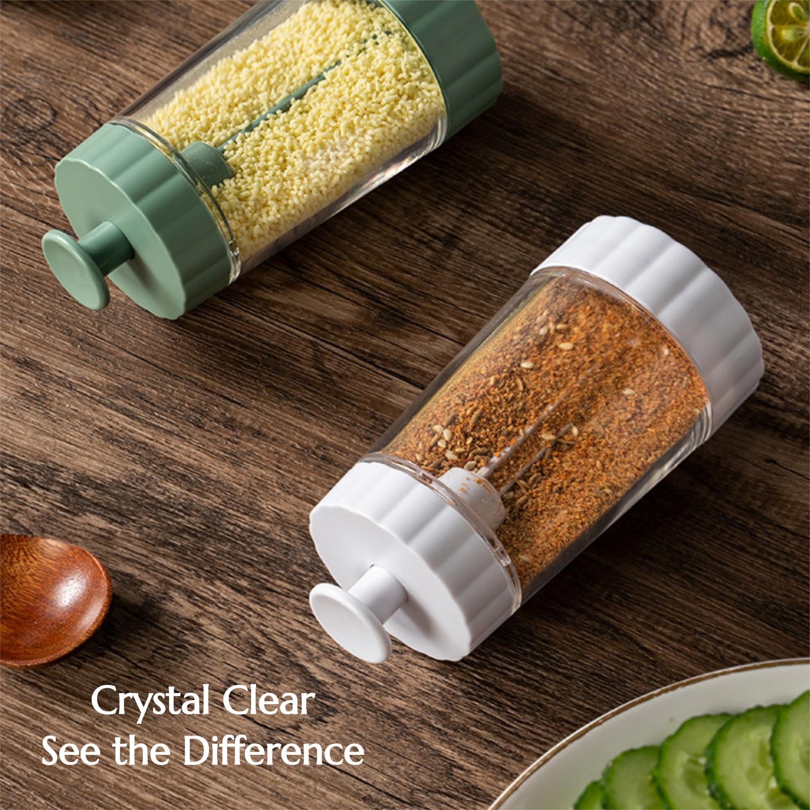 KINTEGOOD Upgrade Salt and Pepper Shakers, Salt Shaker Spice Shaker Seasoning Shaker, Salt Container Salt Dispenser Salt Shakers for Kitchen, Salt and Pepper Shakers Set (1*Green)