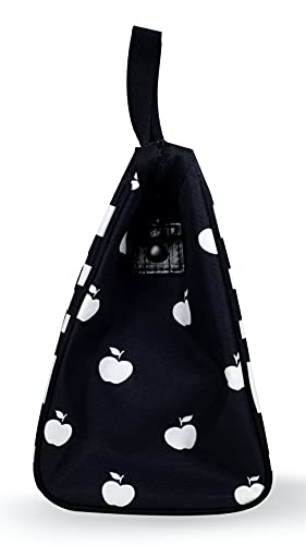 Kate Spade New York Cute Lunch Bag for Women, Large Capacity Lunch Tote, Adult Lunch Box with Silver Thermal Insulated Interior Lining and Storage Pocket Sarah Stripe (Black/White)