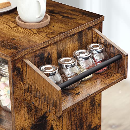 HOOBRO Kitchen Island, Kitchen Storage Cabinet with Drawer, Kitchen Cart with Spice Rack and Towel Rack, Saving Space, Easy Assembly, for Kitchen, Living Room, Rustic Brown BF12ZD01