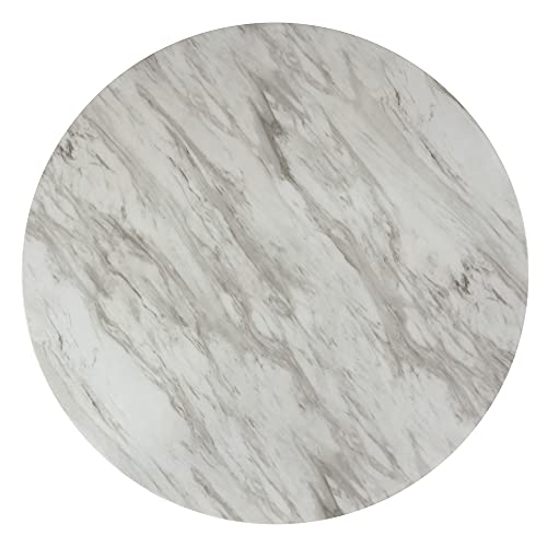 New Classic FURNITURE Celeste Faux Marble Round Dining Table, 48-Inch, Espresso