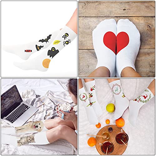 SATINIOR 32 Pairs Sublimation Socks Polyester Blanks Heat Transfer Socks with Sublimation Sock Jig for DIY Dye Heat Press Accessories, 4 Sizes white