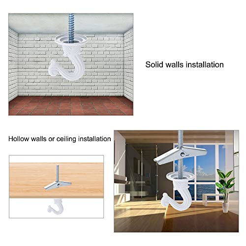 uxcell Ceiling Hooks with Hardware Zinc Alloy White 29x38mm 6Pcs for Hanging Chandeliers Plants