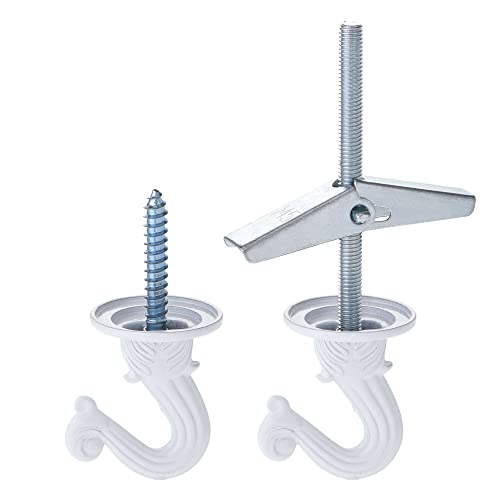 uxcell Ceiling Hooks with Hardware Zinc Alloy White 29x38mm 6Pcs for Hanging Chandeliers Plants