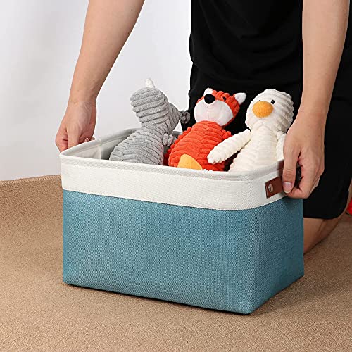 DULLEMELO Collapsible Bundle Baskets 3 Medium Baskets 15"x11"x9.5" + 6 Small Baskets 11.8"x7.9"x5.1"(White&Teal)