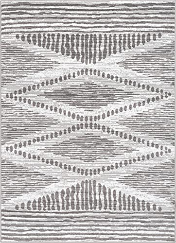 Well Woven Axasta Ivory Grey Diamond Medallion Tribal Area Rug 3x5 (3'11" x 5'3")