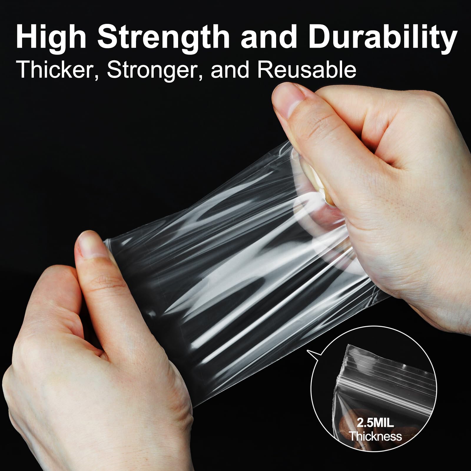 AGBOLO 1200Pcs Small Plastic Bag for Jewelry, 3x4'' Small Zip Bag Baggies Resealable, 2 Mil(2 Layer) Durable Small Zip Bag for Pill and Small Business - Clear