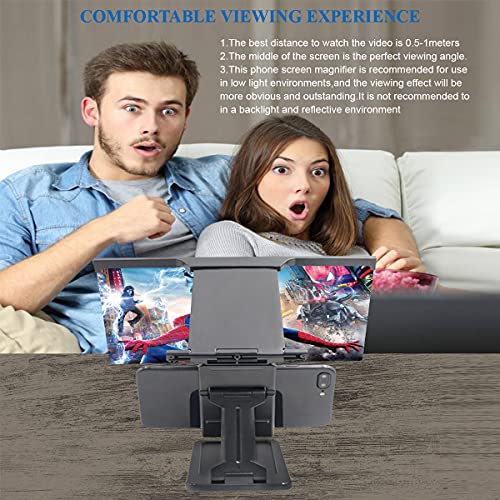 LCOOL 12 inch Screen Magnifier for Smartphoneā 3D HD Phone Screen Amplifier with Foldable Phone Stand Adjustable Angle, Compatible with All Smartphones(Black), 10 x 6.4 x 0.86 inch (P20)