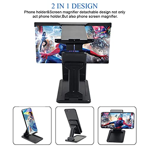 LCOOL 12 inch Screen Magnifier for Smartphoneā 3D HD Phone Screen Amplifier with Foldable Phone Stand Adjustable Angle, Compatible with All Smartphones(Black), 10 x 6.4 x 0.86 inch (P20)