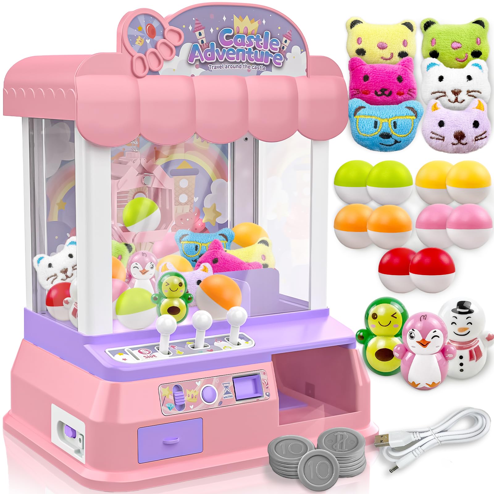 Large Claw Machine for Kids, Vending Machines with Little Toys for Girls, Boys Electronic Arcade Candy Indoor Claw Game Prizes Toy for Party , Perfect Christmas & Birthday Big Gifts for Kids, Ages 3+